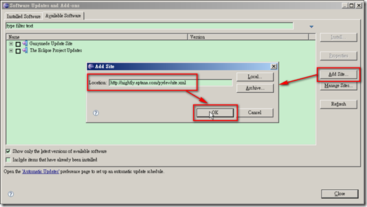 阿莫的學習旅程: GAE+Python+PyAMF+Flex入門（五）：安裝aptana Plug-in